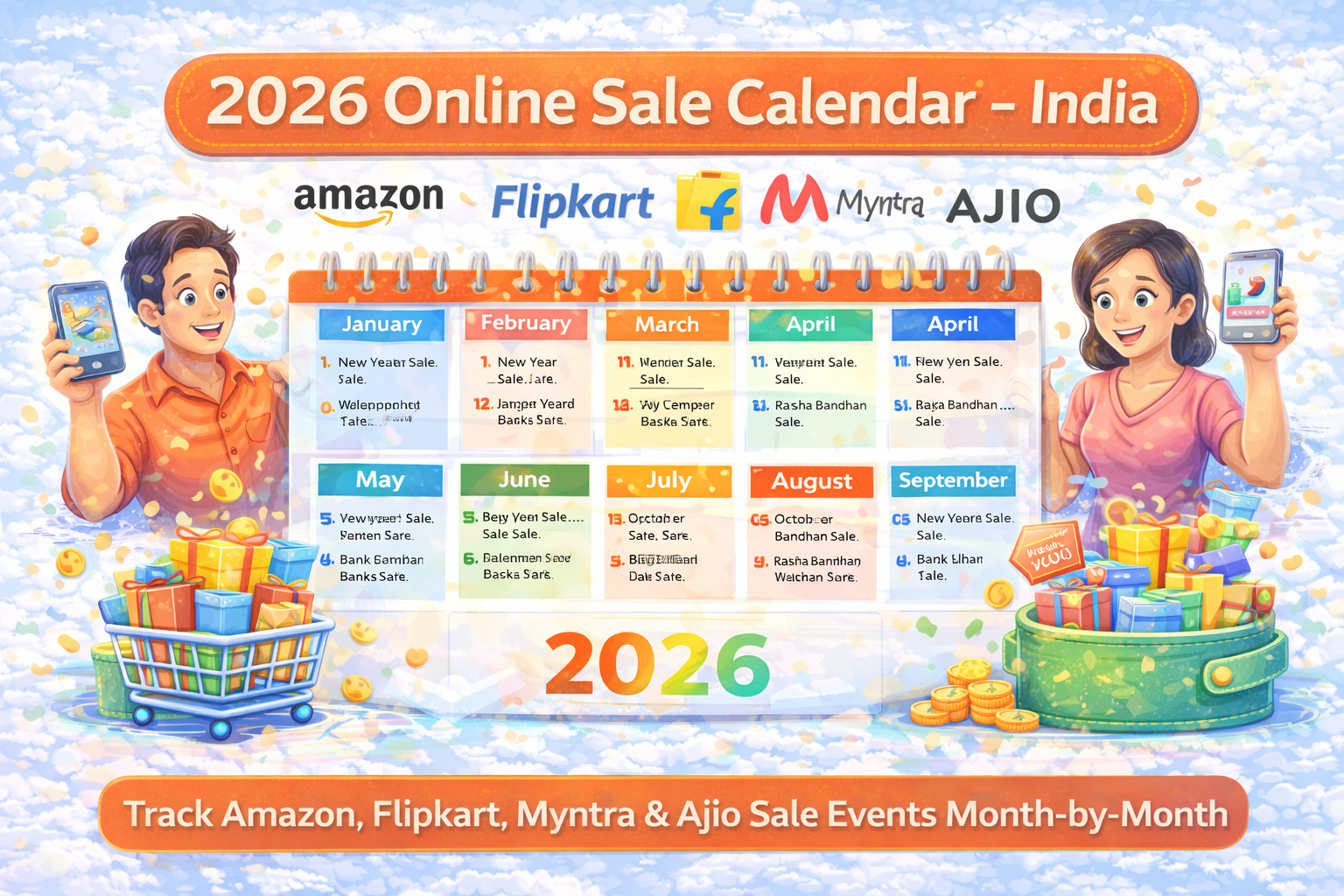 📅 2026 Online Sale Calendar – Amazon, Flipkart, Myntra, Ajio - Live Coupons